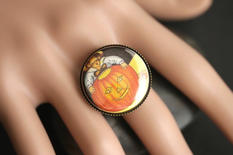Jack O'lantern Ring. Halloween Ring. Vintage Graphic | Etsy