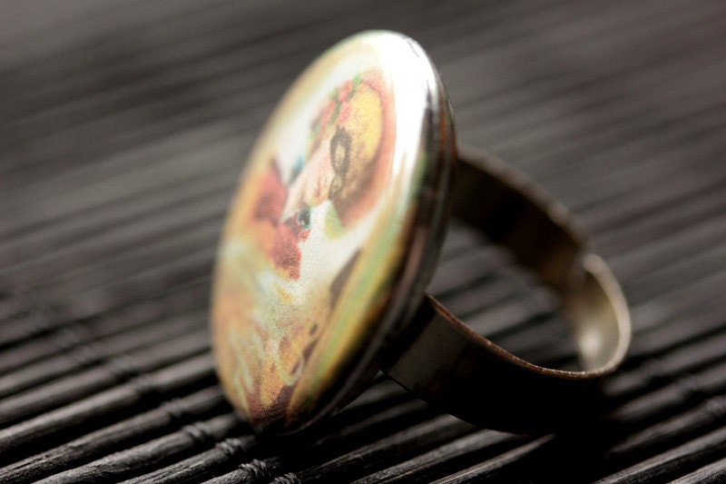 Halloween Ring. Costume Masquerade Ring. Vintage Print Button | Etsy