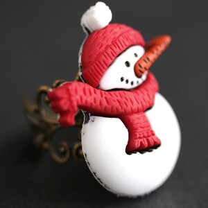 Snowman Ring. Holiday Ring. Winter Ring. Snow Man Ring. Red Ring ...