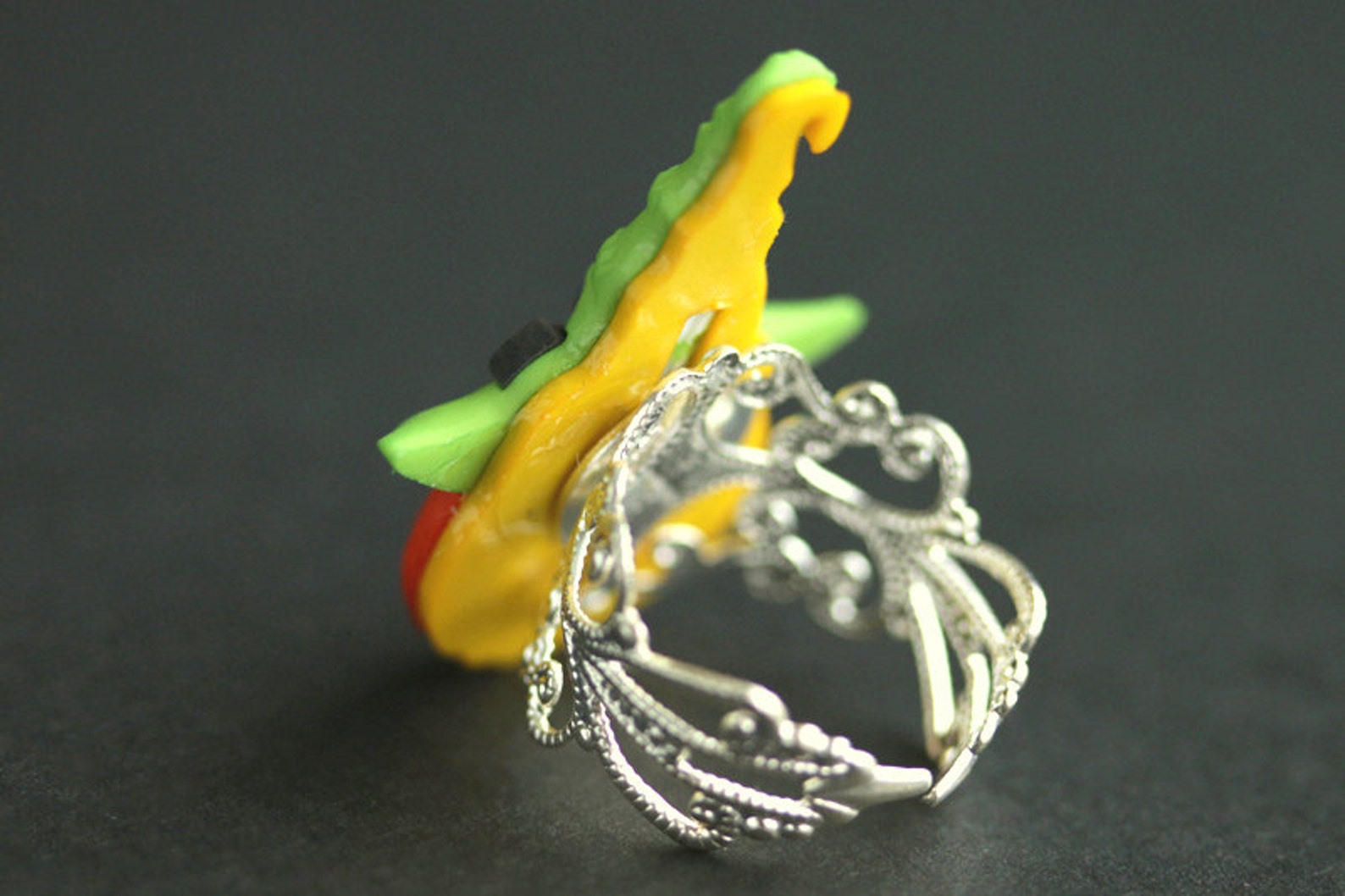 Pumpkin Ring. Halloween Jewelry. Jackolantern Ring. Green Ring ...