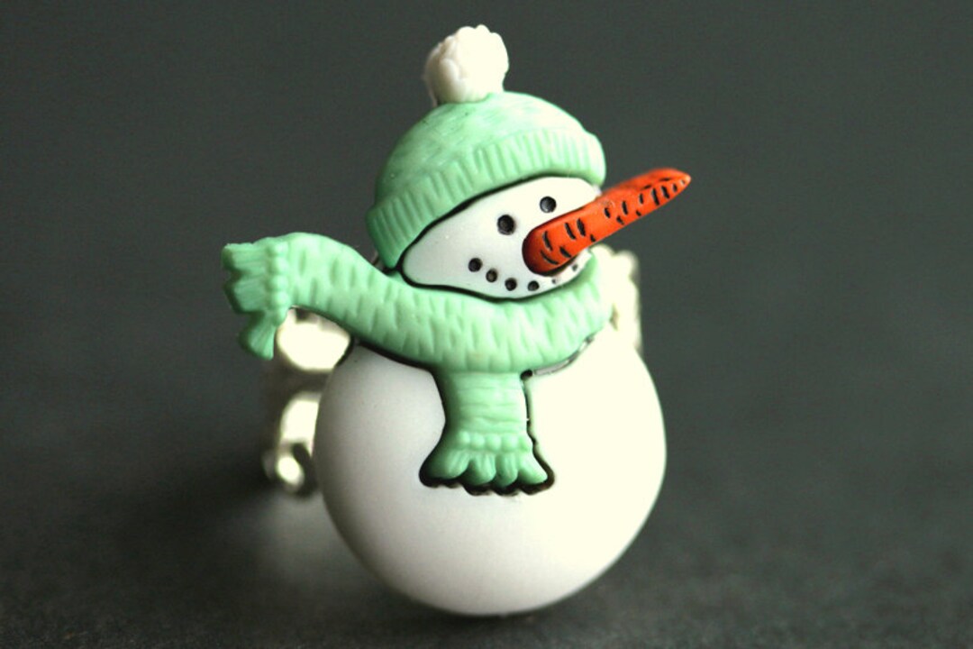 Snowman Ring. Holiday Ring. Winter Ring. Snow Man Ring. Green Ring ...