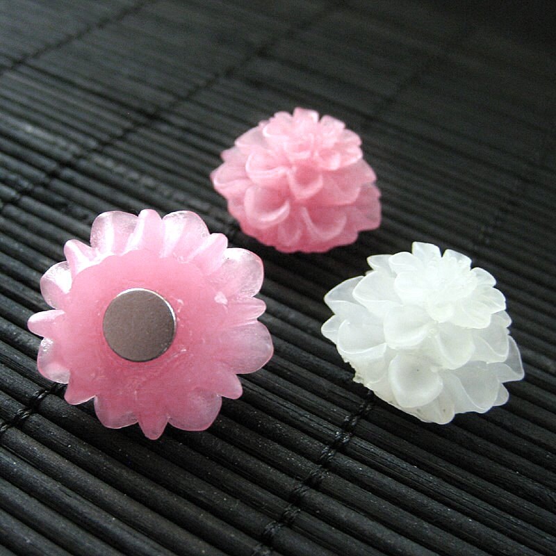 Colorful Floral Refrigerator Magnets in Pink and White. Set of | Etsy