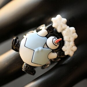 Snowman Ring. Winter Ring. Snowflake Ring. Holiday Ring. Adjustable ...