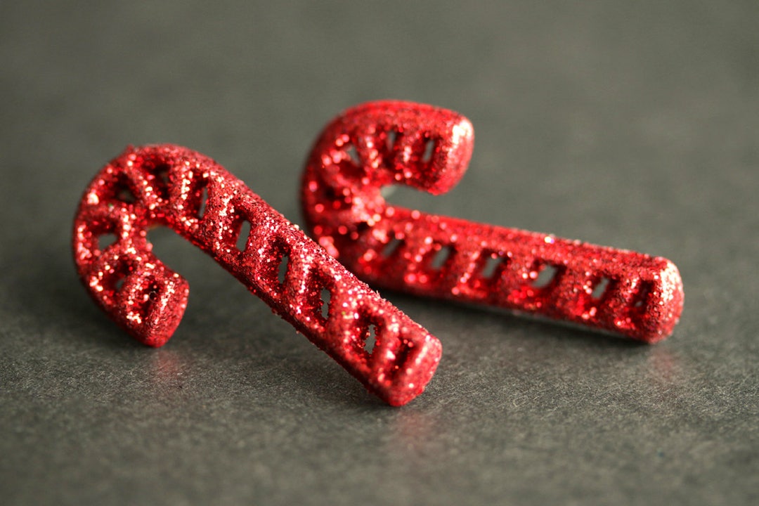 Red Candy Cane Earrings Christmas Earrings Red Earrings Glitter