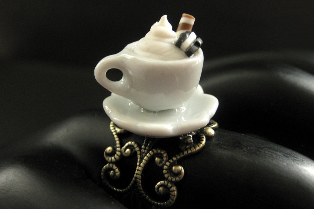 Ice Cream Ring. Dessert Ring. Teacup Ring in White With Whipped Topping ...