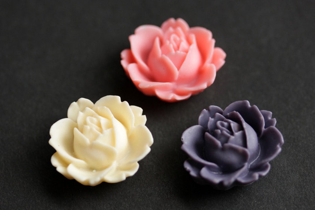 Floral Fridge Magnets in Purple, Pink, and Creme. Set of Three. Lotus ...