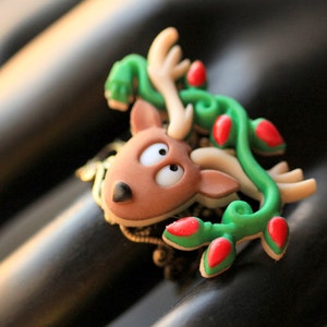 Santa's Reindeer Ring. Holiday Ring. Deer Ring. Christmas Ring. Holiday ...