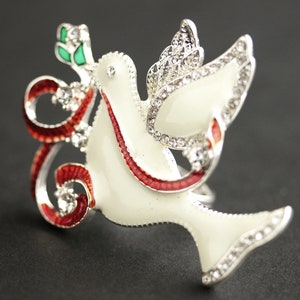 Dove of Peace Ring. Christmas Ring. Enameled Christmas Bird Ring With ...