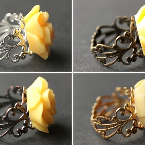 Yellow Rose Ring. Yellow Flower Ring. Gold Ring. Silver Ring. Bronze ...