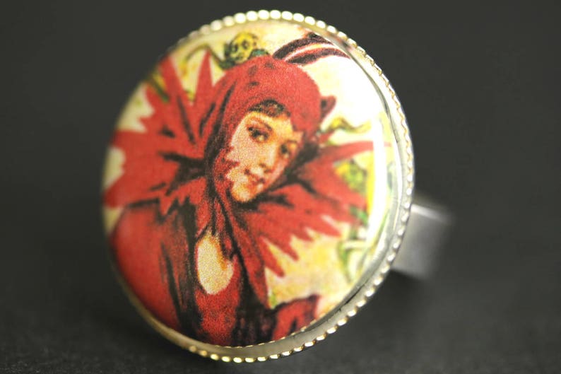 Red Devil Ring. Halloween Ring. Vintage Postcard Graphic | Etsy