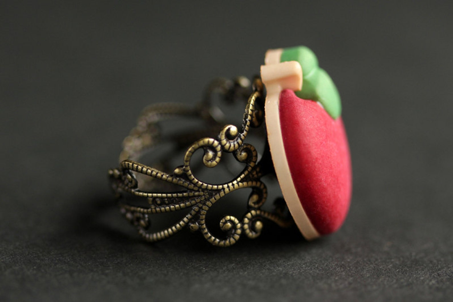 Apple Ring. Red Ring. Fruit Ring. Red Apple Ring. Food Ring. Adjustable ...