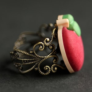 Apple Ring. Red Ring. Fruit Ring. Red Apple Ring. Food Ring. Adjustable ...