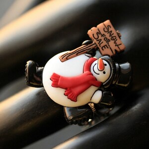 Snowman Ring. Snow Ring. Holiday Ring. Happy Snowman Ring. Christmas ...