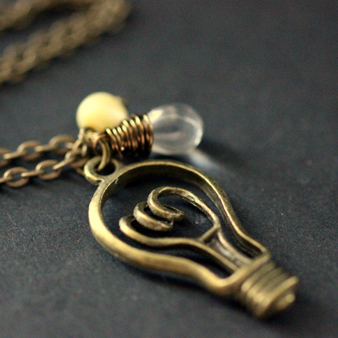 Light Bulb Charm Necklace. Bright Idea Necklace With Glass - Etsy