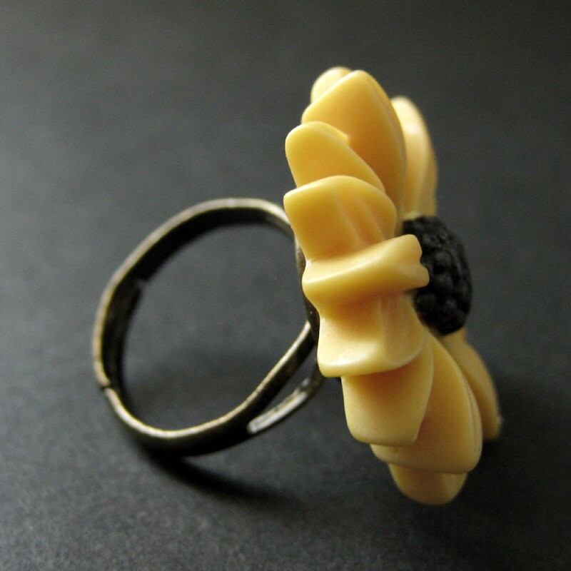 Yellow Sunflower Ring. Yellow Flower Ring. Handmade Ring. Sun Flower ...