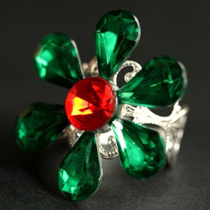 Christmas Flower Ring. Red and Green Ring. Holiday Ring. Christmas Ring ...