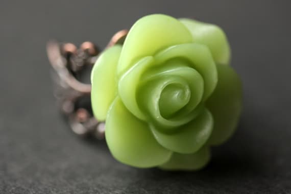 Sage Green Rose Ring. Green Flower Ring. Gold Ring. Silver | Etsy
