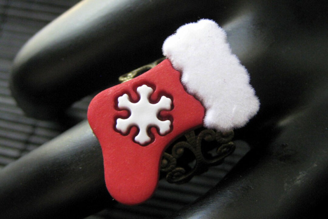 Holiday Ring. Christmas Ring. Stocking Ring With Snowflake. Bronze ...