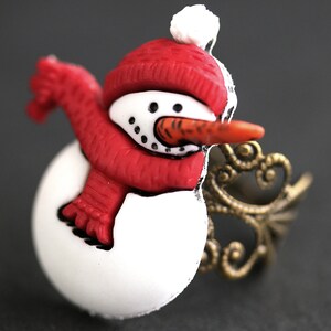 Snowman Ring. Holiday Ring. Winter Ring. Snow Man Ring. Red Ring ...