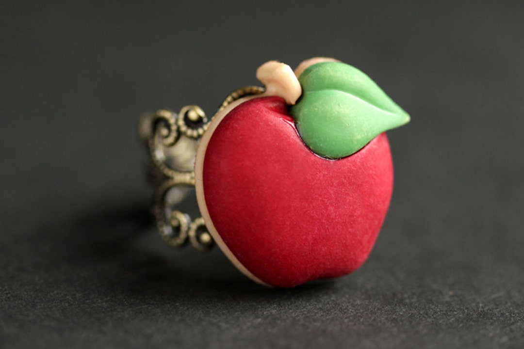 Apple Ring. Red Ring. Fruit Ring. Red Apple Ring. Food Ring. Adjustable ...