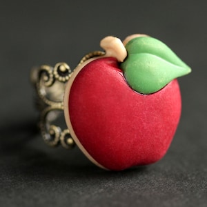 Apple Ring. Red Ring. Fruit Ring. Red Apple Ring. Food Ring. Adjustable ...