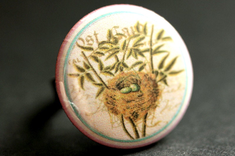 Robins Nest Ring. Bird Nest Ring. Graphic Button Ring. Nature Ring ...