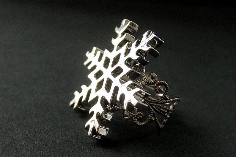 Snowflake Ring. Christmas Ring. Snow Flake Ring. Silver - Etsy