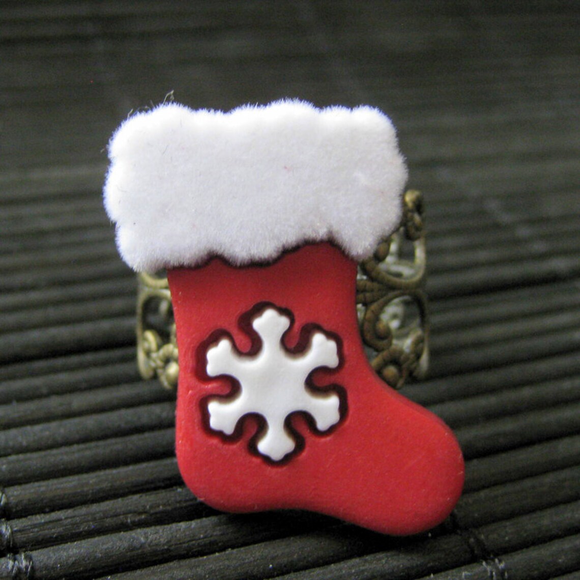 Holiday Ring. Christmas Ring. Stocking Ring With Snowflake. - Etsy