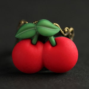 Cherry Ring. Button Ring. Red Cherries Ring. Adjustable Ring. Cherry ...