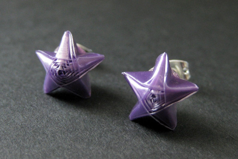 Purple Origami Star Earrings. Purple Star Earrings. Origami | Etsy
