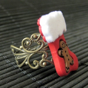 Christmas Ring. Stocking Ring With Gingerbread Man. Holiday Ring ...