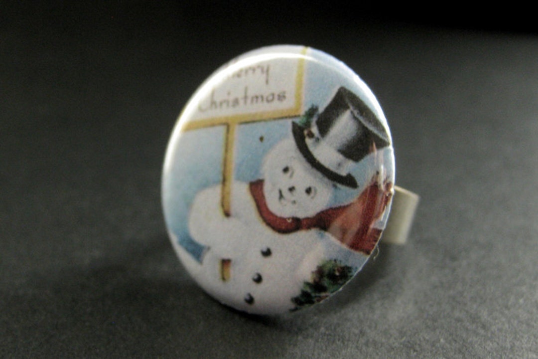 Snowman Ring. Christmas Ring. Holiday Ring. Adjustable Ring in Silver ...