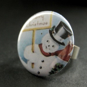 Snowman Ring. Christmas Ring. Holiday Ring. Adjustable Ring in Silver ...