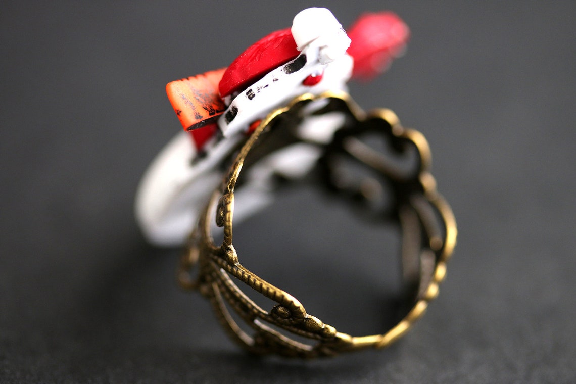 Snowman Ring. Holiday Ring. Winter Ring. Snow Man Ring. Red | Etsy