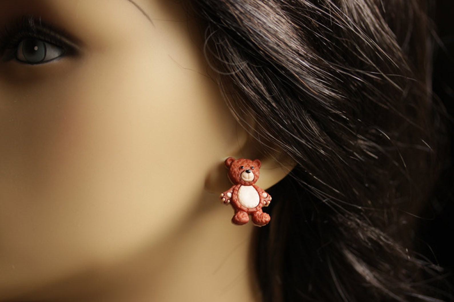 Teddy Bear Earrings. Rusty the Bear Button Earrings. Teddybear Earrings ...