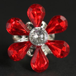 Red Flower Ring. Christmas Flower Ring. Holiday Ring. Red Christmas ...
