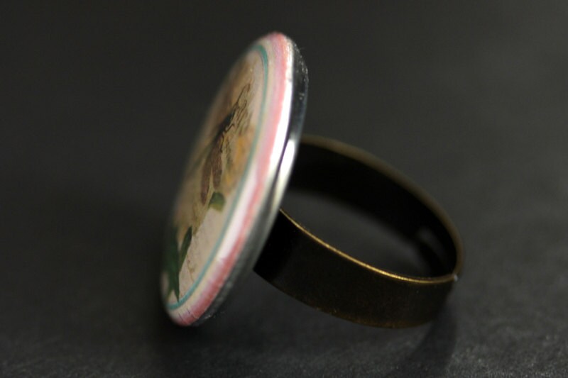 Brown Dragonfly Ring. Bug Ring. Insect Ring. Yellow Ring. Graphic ...