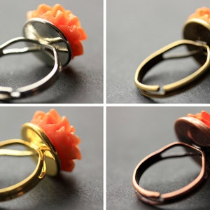 Orange Mum Flower Ring. Orange Chrysanthemum Ring. Orange Flower Ring. Orange Ring. Adjustable ...