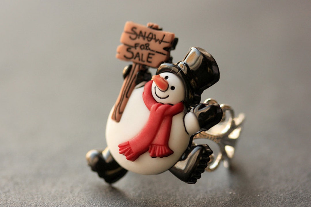 Snowman Ring. Snow Ring. Holiday Ring. Happy Snowman Ring. Christmas ...