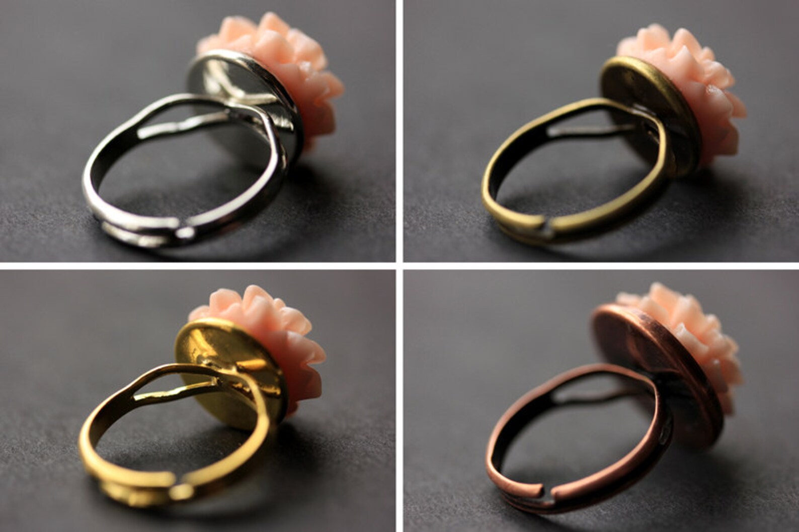 Pinky Peach Mum Flower Ring. Pink Peach Chrysanthemum Ring. - Etsy