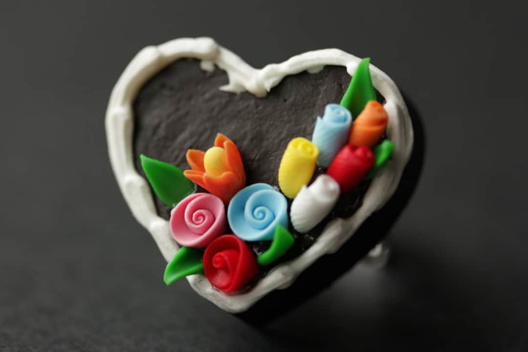 Heart Shaped Cake Ring. Heart Ring. Food Ring. Adjustable Ring. Silver ...