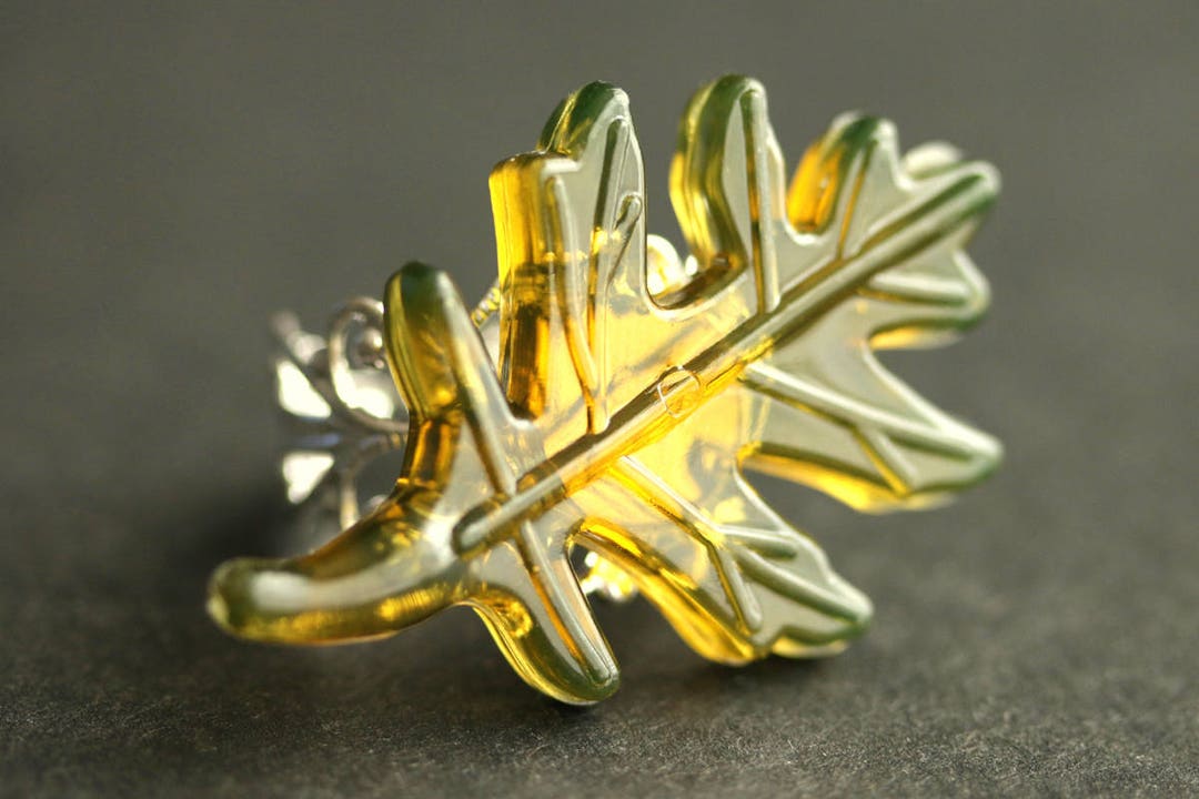 Green Oak Leaf Ring. Autumn Leaf Ring. Fall Leaves Filigree Ring ...