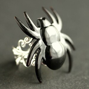 Black Spider Ring. Halloween Ring. Filigree Ring. Adjustable Ring. Gold ...