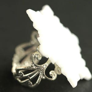 Large Snowflake Ring. White Ring. Snow Flake Ring. Holiday Ring. Snow ...