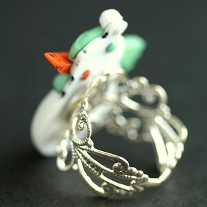 Snowman Ring. Holiday Ring. Winter Ring. Snow Man Ring. Green Ring ...