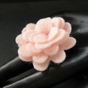 Pink Felt Flower Ring. Felt Ring With Aged Silver Adjustable Ring Base ...
