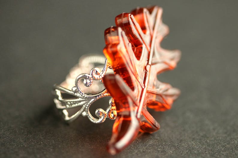 Brown Oak Leaf Ring. Autumn Leaf Ring. Fall Leaves Filigree - Etsy