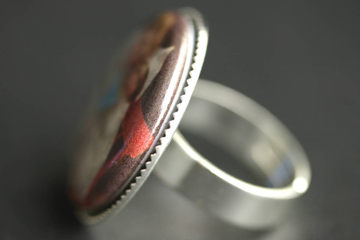 Halloween Ring. Scary Story Ring. Ghost Story Vintage Print Button Ring ...