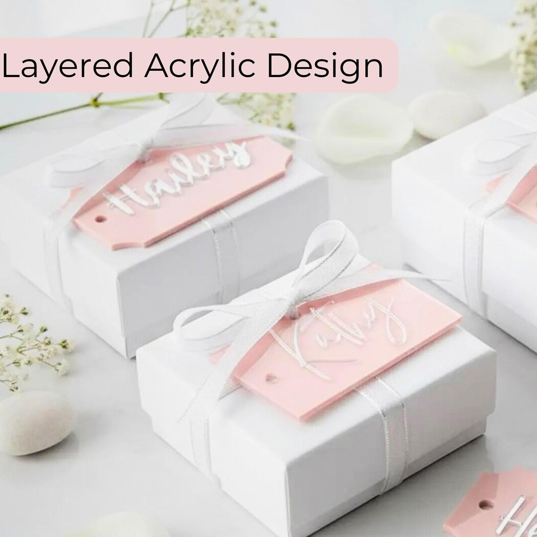 Personalized Acrylic Gift Tag: Modern Baby Shower Favor, Custom Name ...