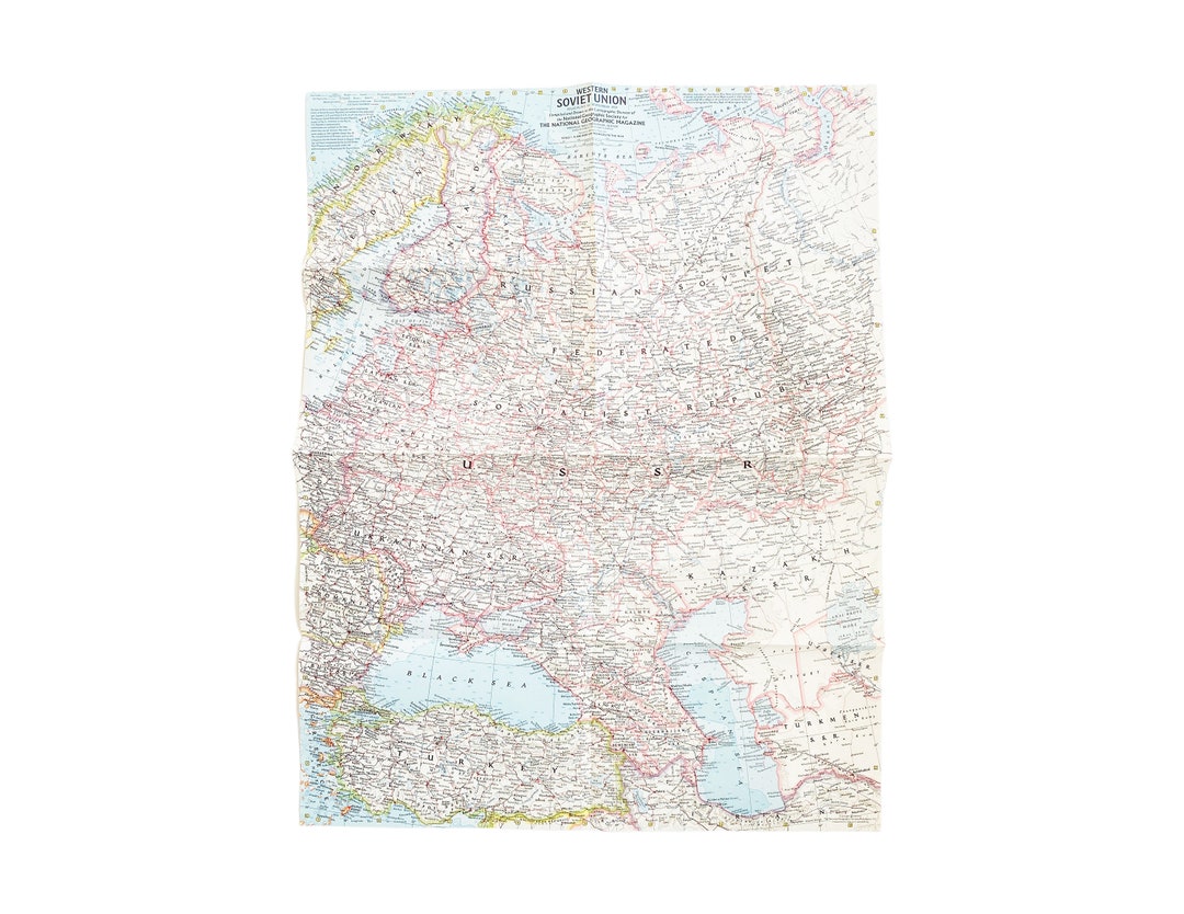 Vintage 1950s Western Soviet Union Map Poster Wall Art - Etsy